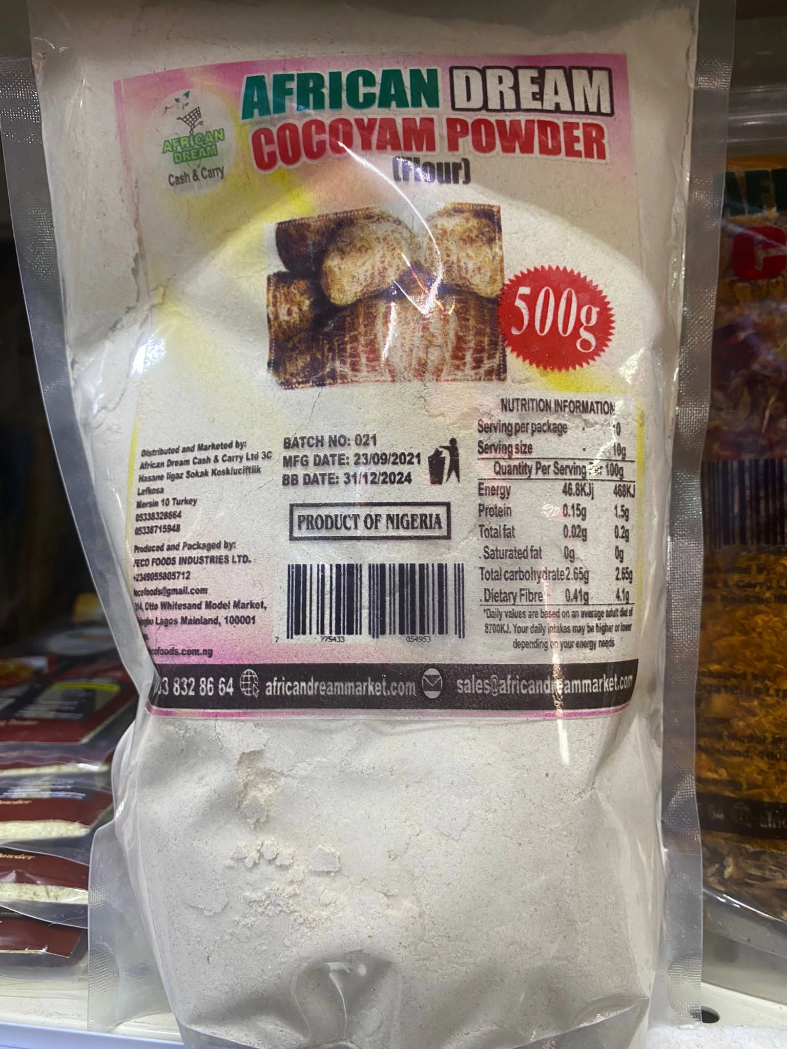 AFRICAN DREAM COCOYAM FLOUR 500GR - Supermarket Kıbrıs - Online Market ...